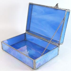 Accents | Handmade Opalescent Blue Stained Glass Keepsake Box | Poshmark